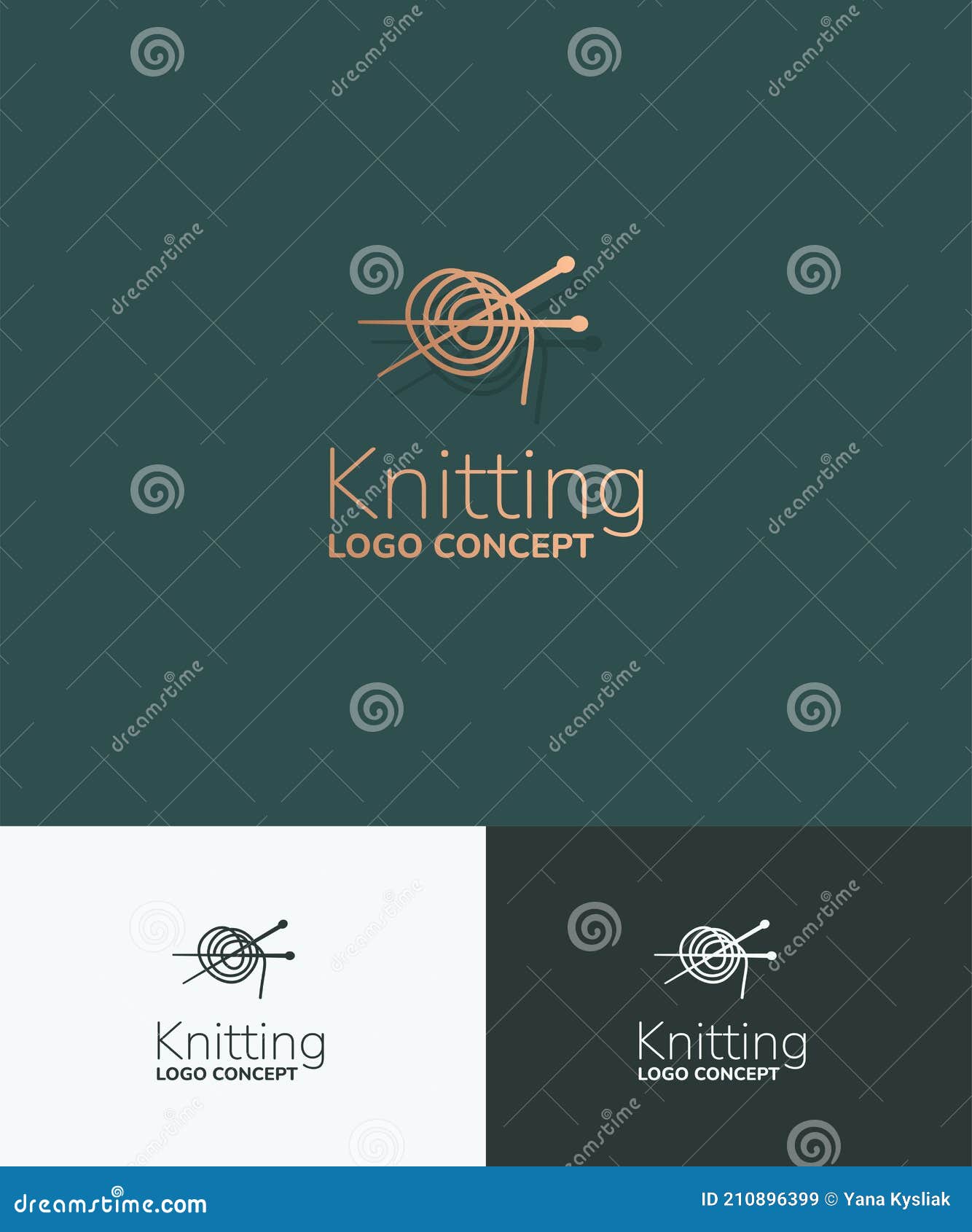 Knitting Logo Concept. Vector Linear Iconic Sign. Stock Vector ...