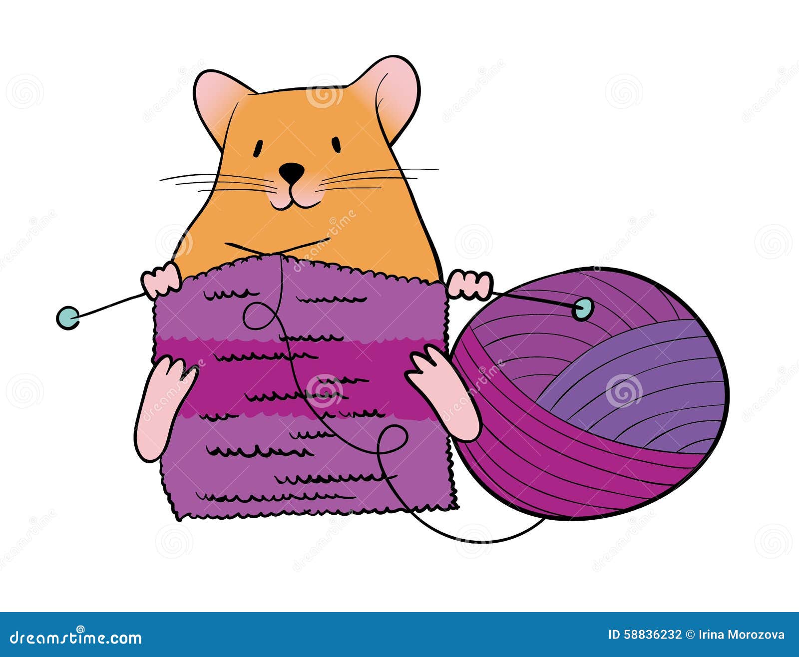 Knitting mouse stock vector. Illustration of cartoon - 58836232