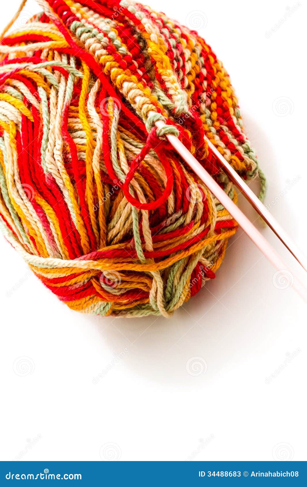 Knitting stock image. Image of loop, home, knitwork, orange - 34488683