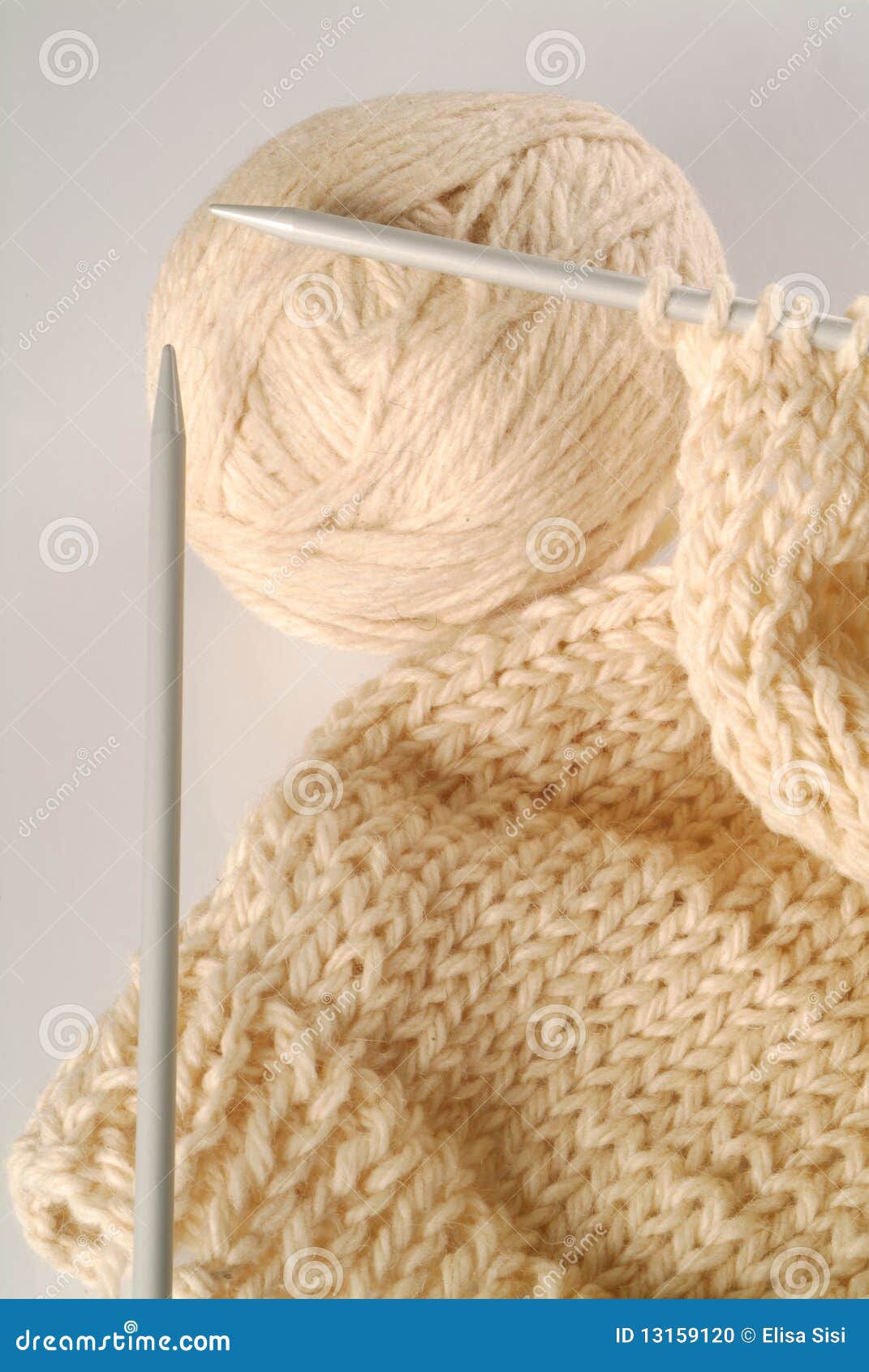 Knitting Needle Wool and Fabric Stock Photo - Image of needle, texture ...
