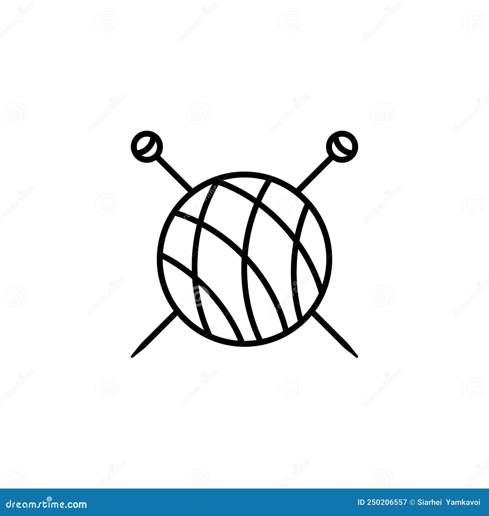 Knitting Needles and a Ball of Thread. Simple Minimal Icon and Logo ...