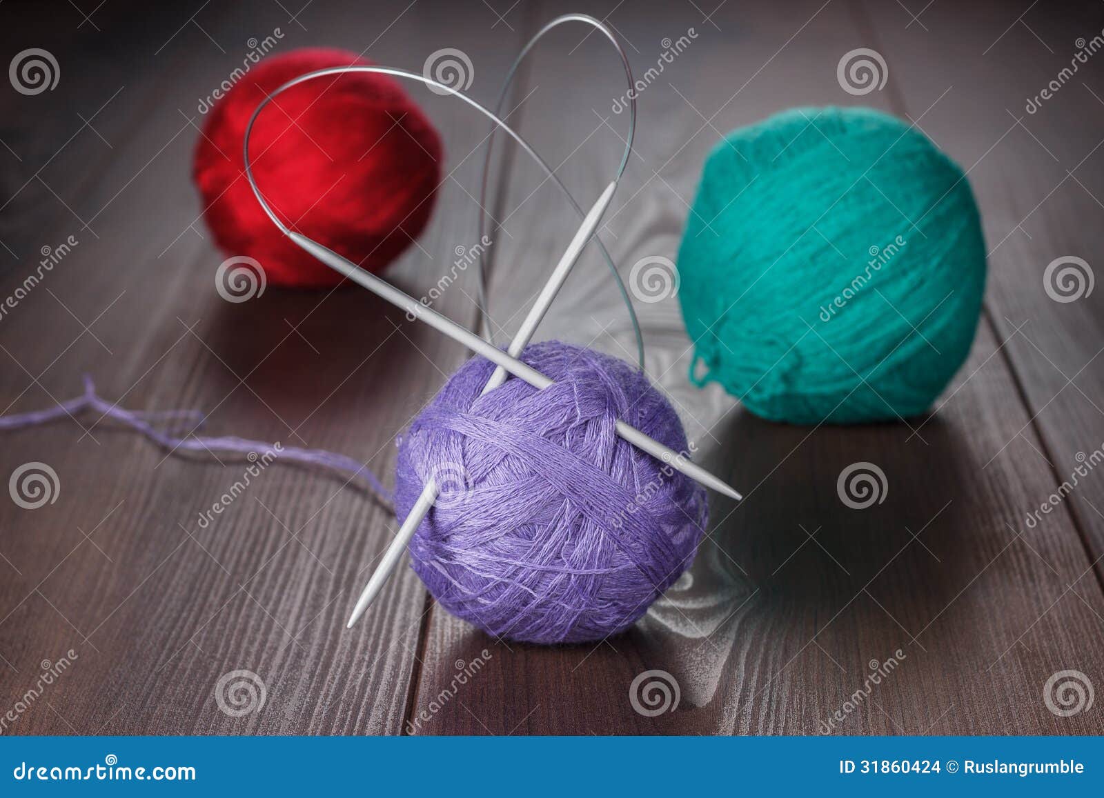 Knitting Needles and Balls of Threads Stock Photo - Image of tangle ...
