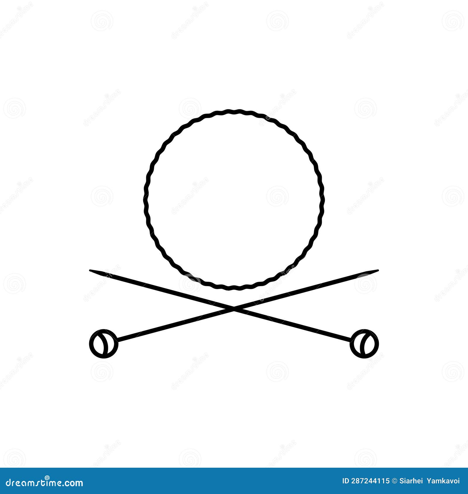 Knitting Needles and Big Empty Abstract Ball of Thread. Simple Minimal ...