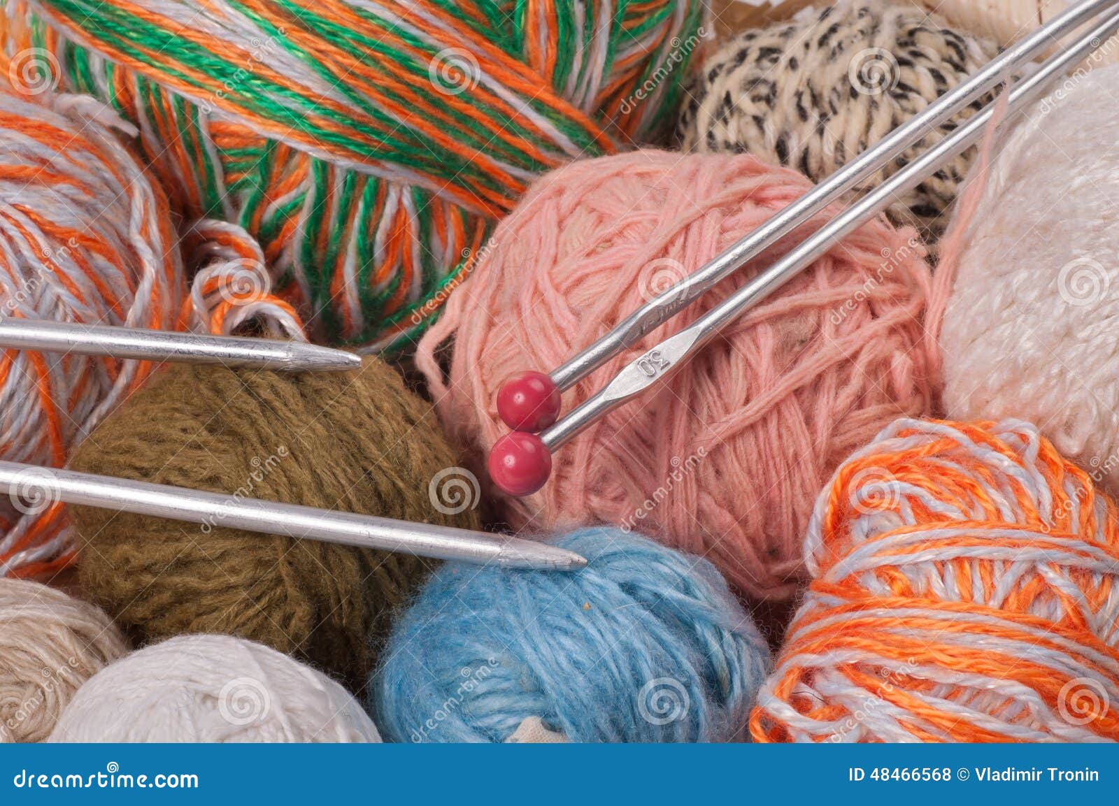 Knitting Needles and Colored Thread Stock Photo - Image of textile ...