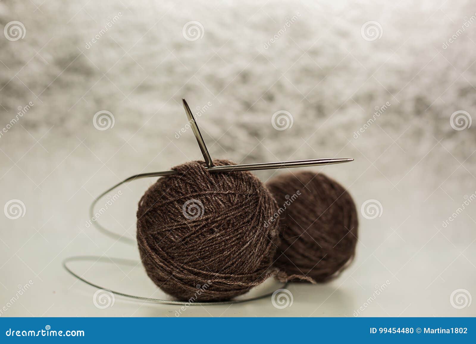 Knitting Needles and Wool Ball Stock Photo - Image of grey, handmade ...