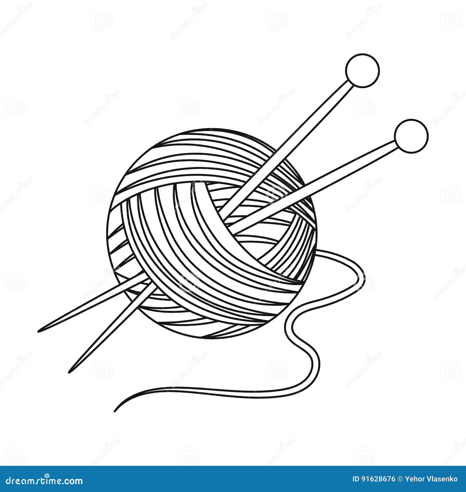 Knitting Old Age Single Icon In Outline Style Vector Symbol Stock