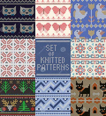 Knitting Pattern Vector Knitted Wool Texture Background Traditional ...