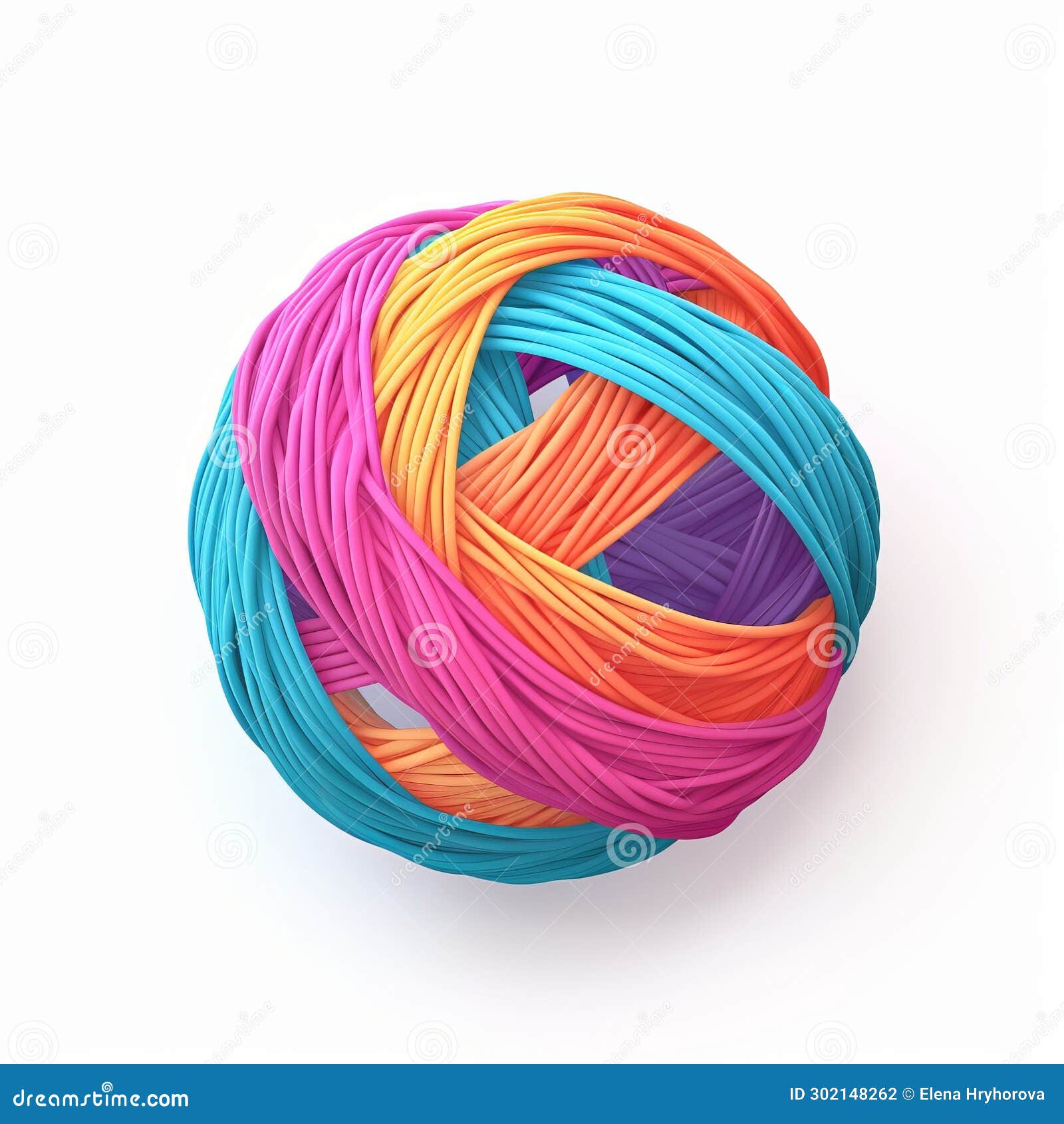 Knitting Rainbow: Multicolored Yarn Sphere Stock Photo - Image of ...