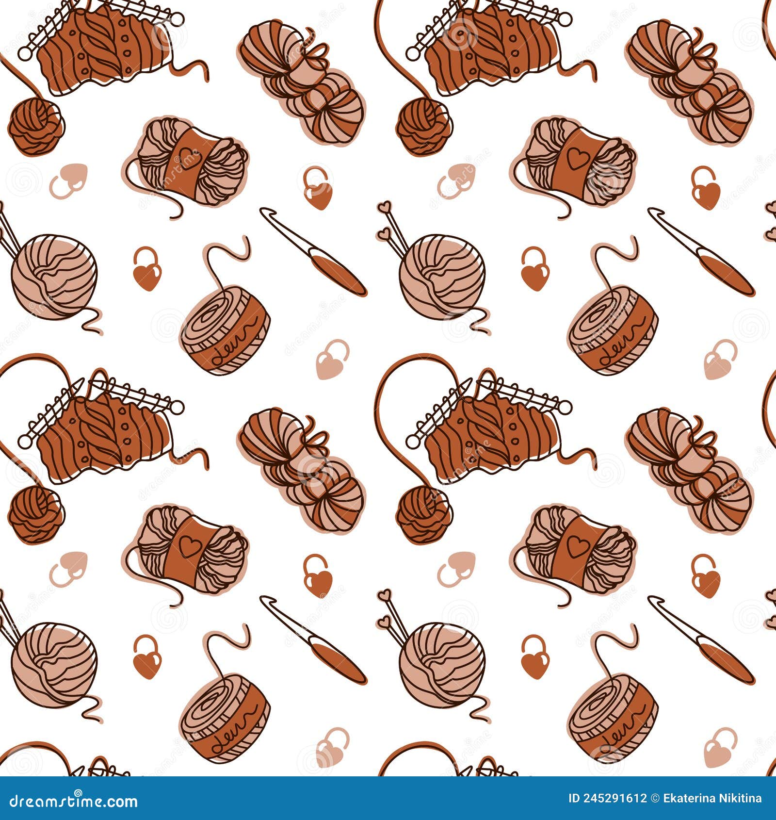 Knitting and Related Objects. Pattern. Stock Vector - Illustration of ...