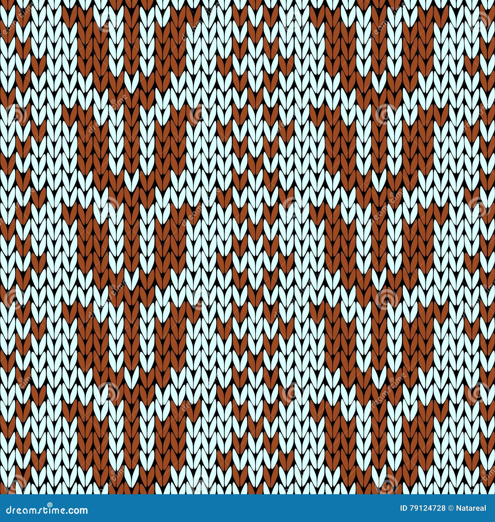 Knitting Seamless Pattern in Muted Blue and Brown Stock Vector ...