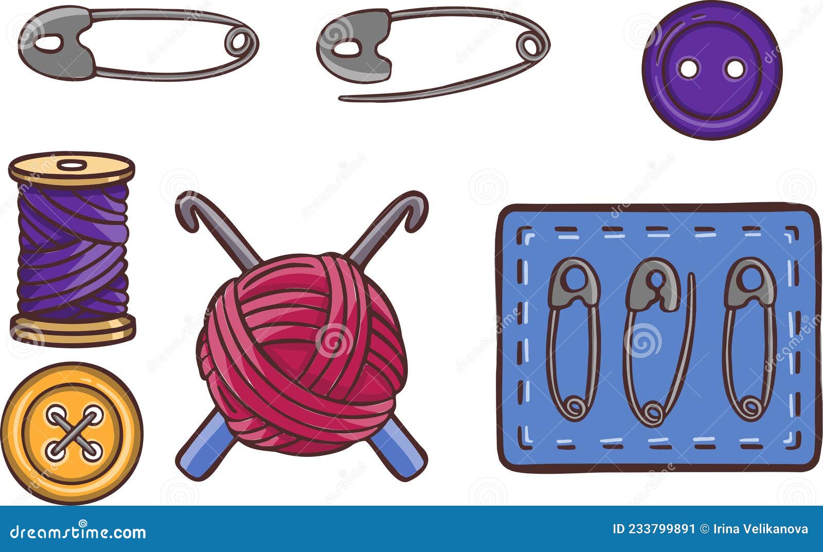 Knitting Sewing Symbols Set Needlework Icon Vector Stock Vector ...