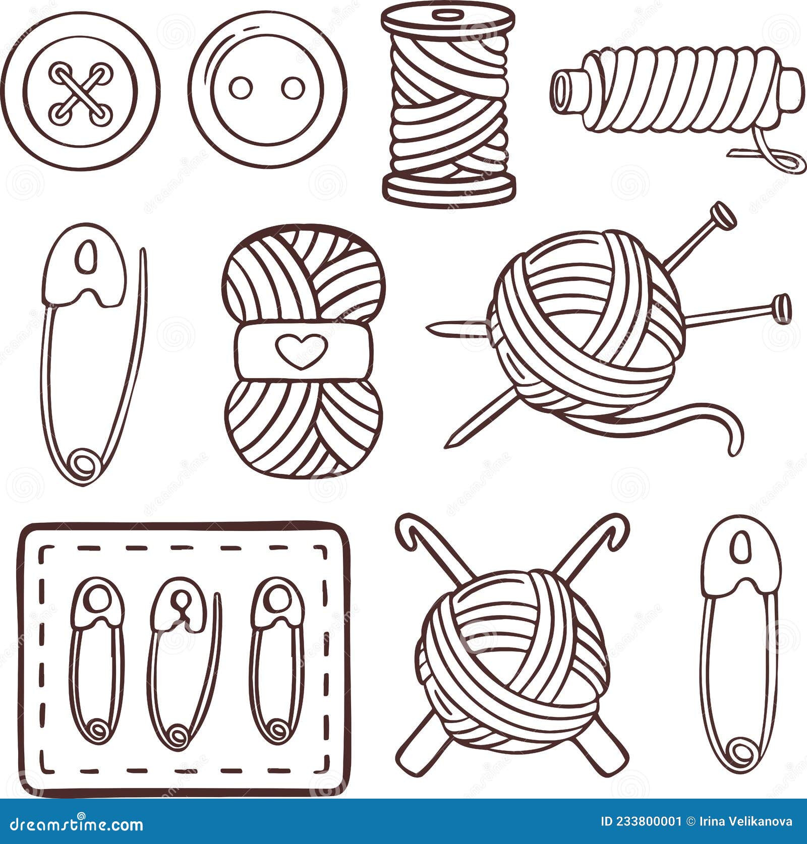 Knitting Sewing Symbols Set Needlework Icon Vector Stock Vector ...