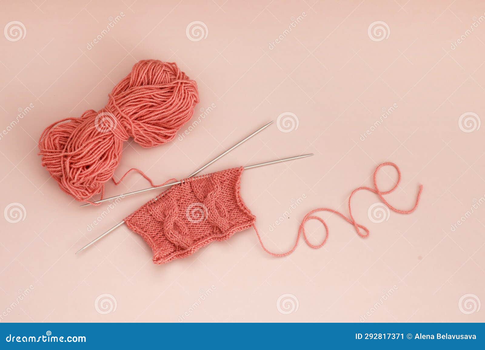 Knitting with a Skein of Thread and the Word Love Stock Image - Image ...
