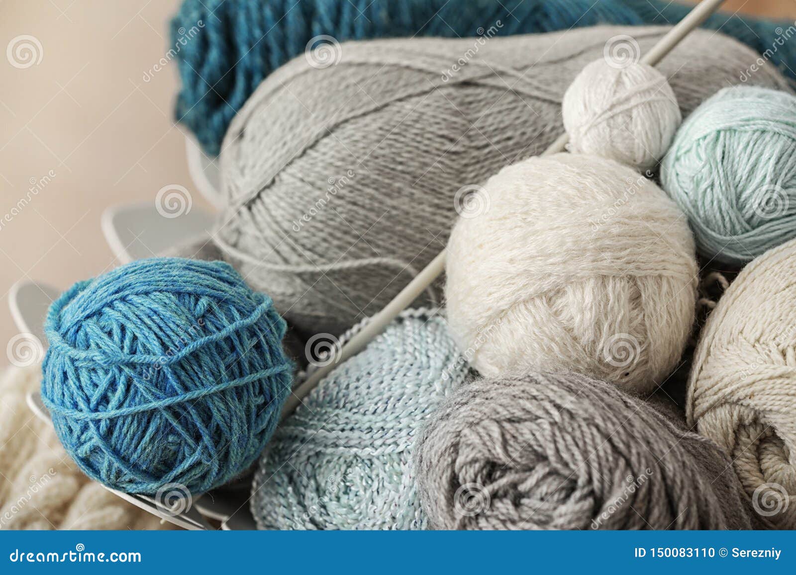 Knitting Threads with Needles Stock Photo - Image of craft, wool: 150083110