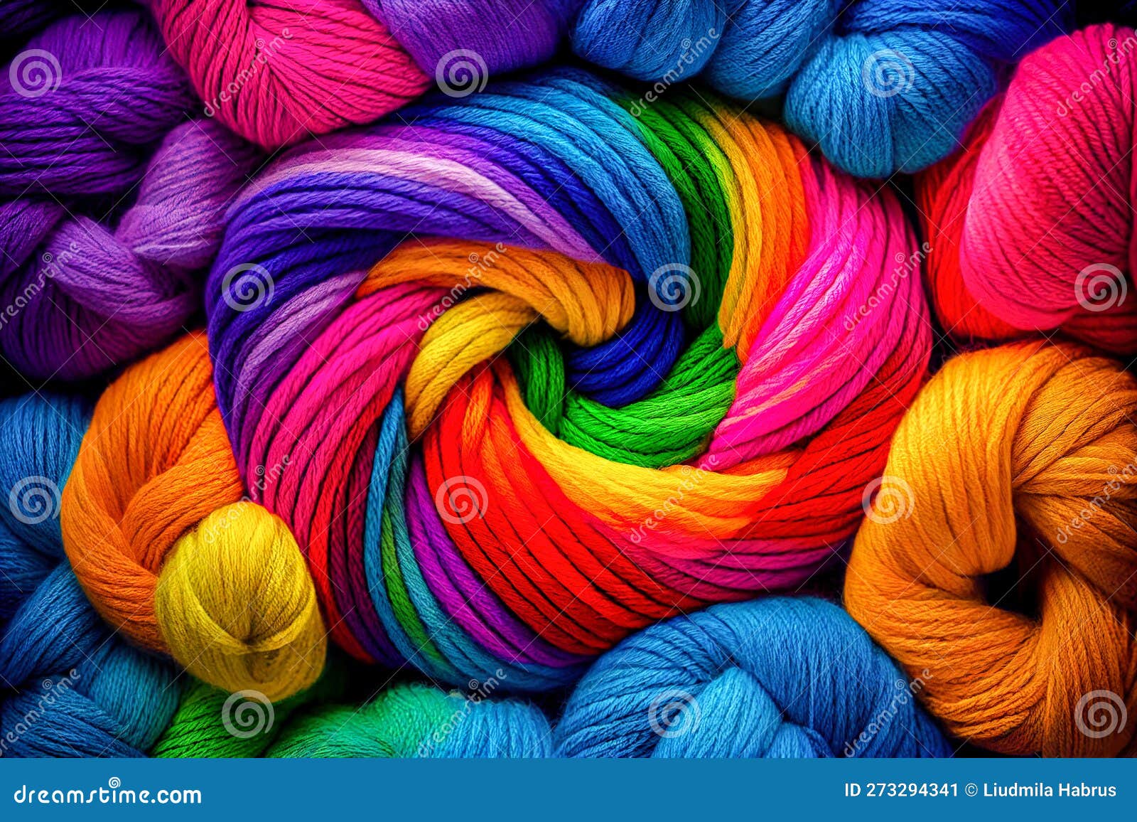 Knitting Threads in Rainbow Colors. Generative AI, Generative, AI Stock ...