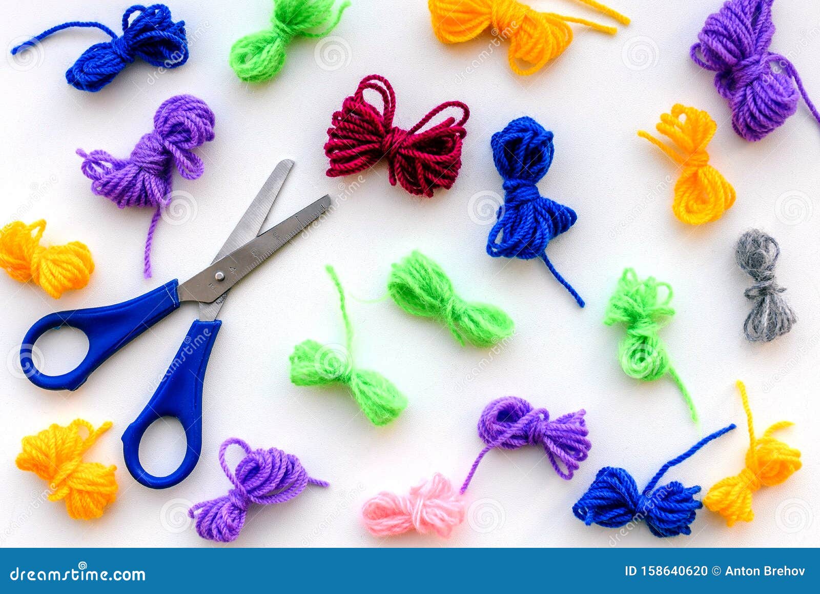 Knitting Threads and Scissors. Multi-colored Bandaged Threads for ...