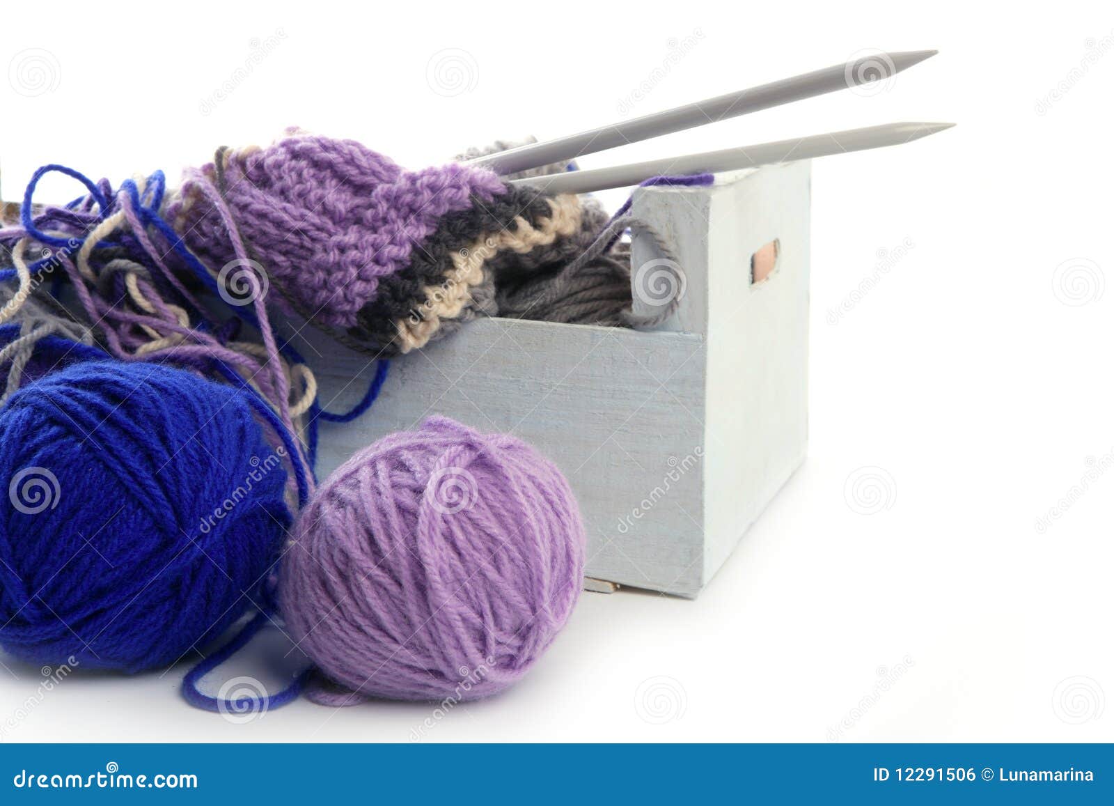 Knitting Tools with Wool Thread Balls Stock Photo - Image of hobbies ...
