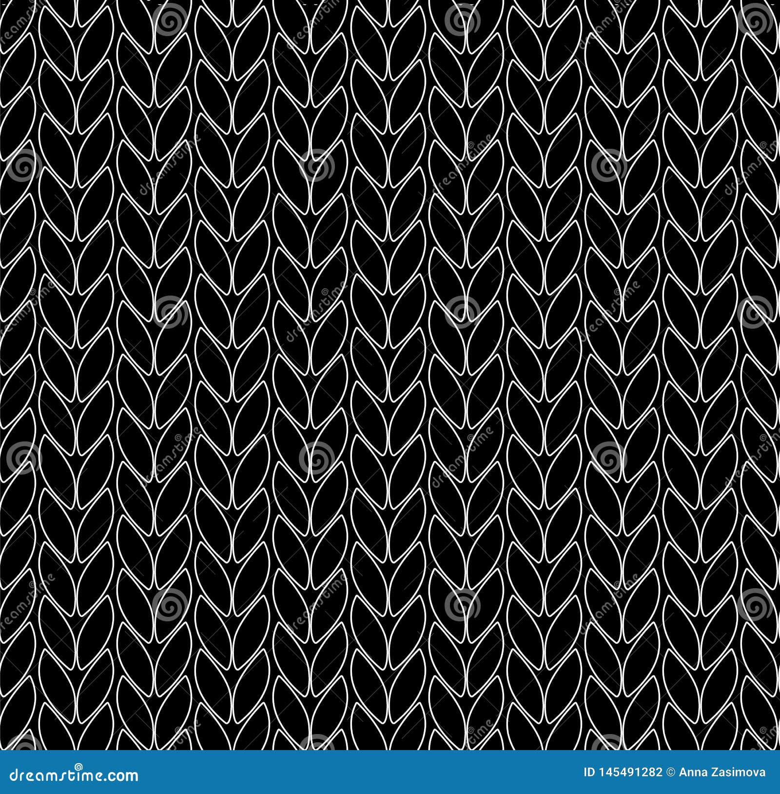 Knitting Vector Pattern. Vector Texture Seamless Pattern. Black Knit ...