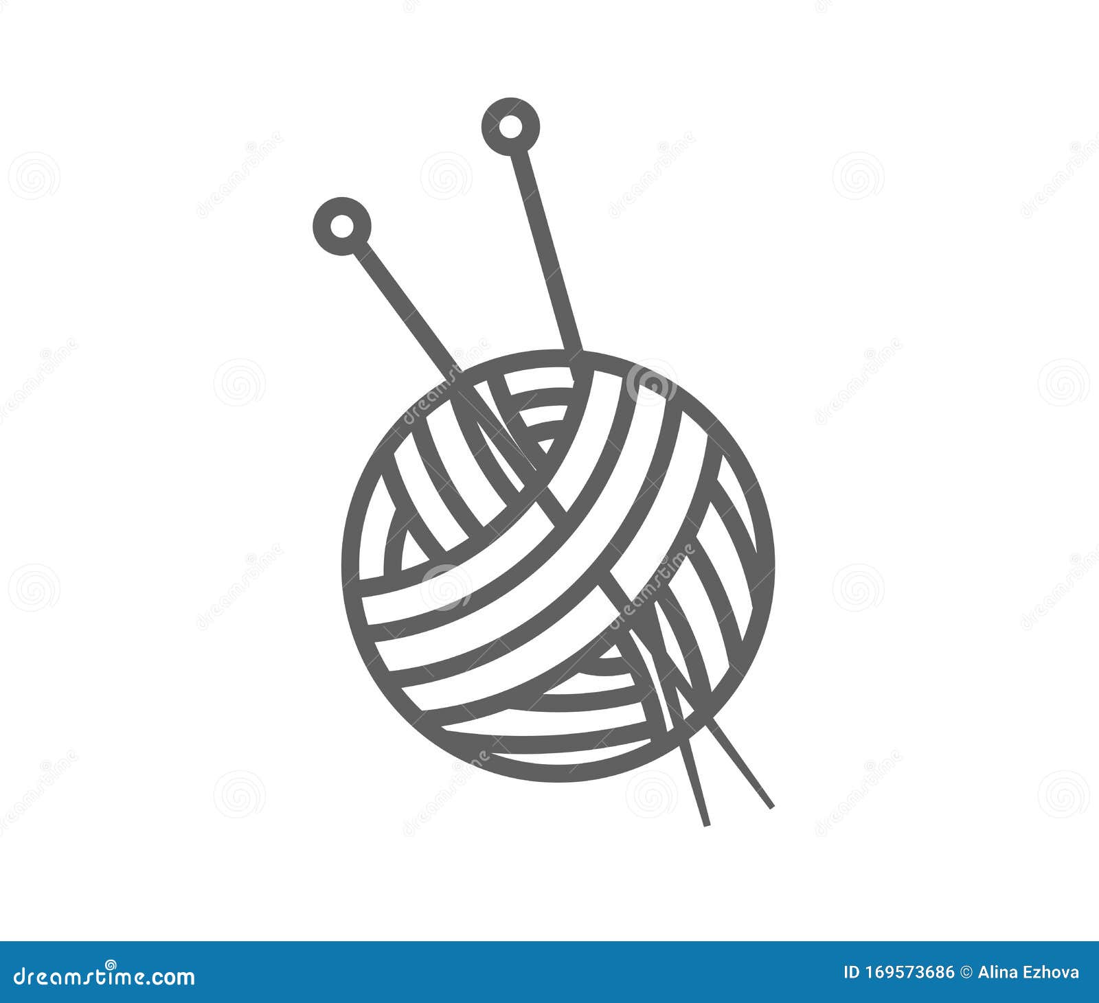 Knitting on a White Background. a Ball of Thread. Symbol Stock Vector ...