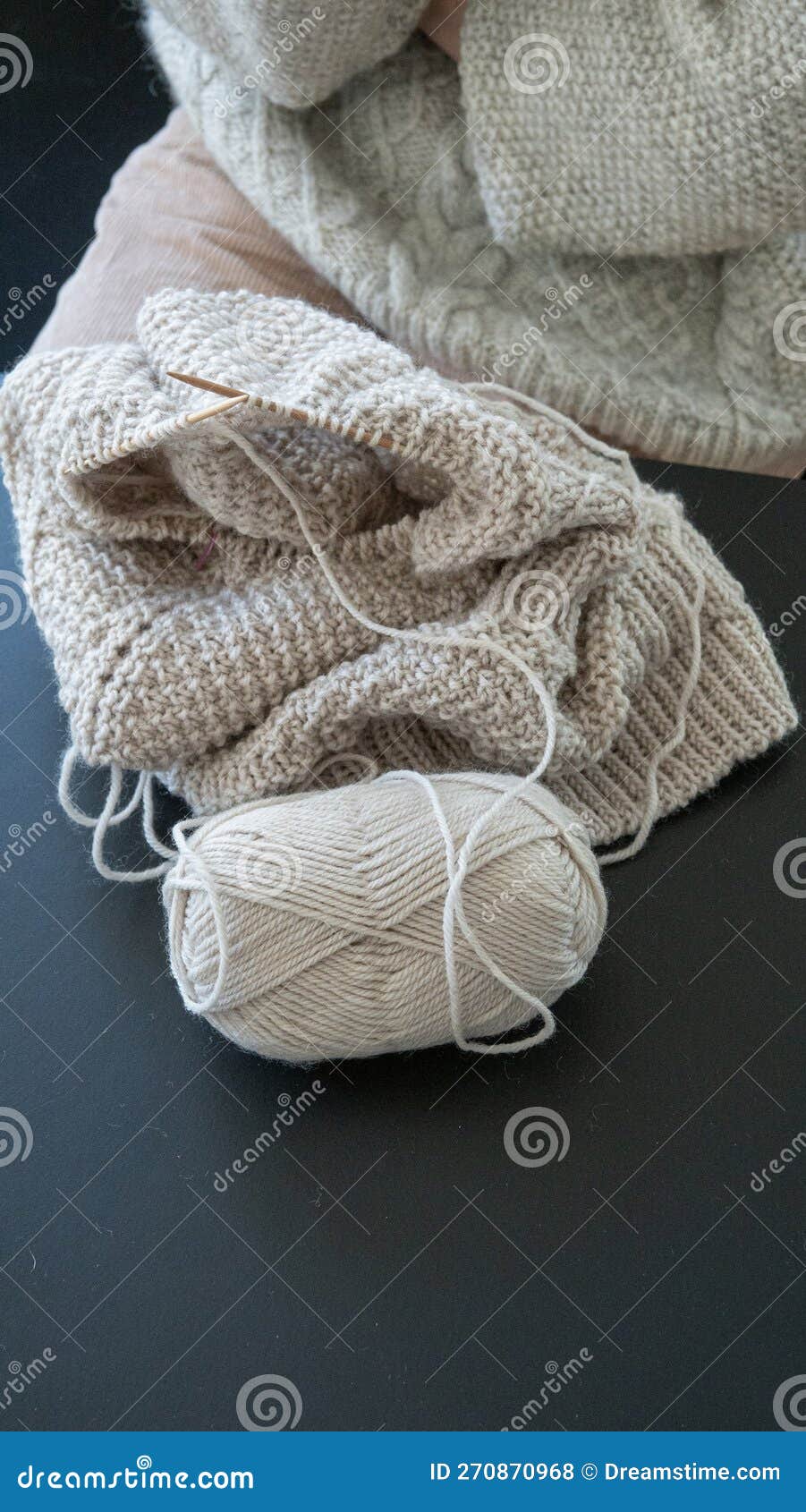 Knitting wool and sticks stock photo. Image of warm - 270870968