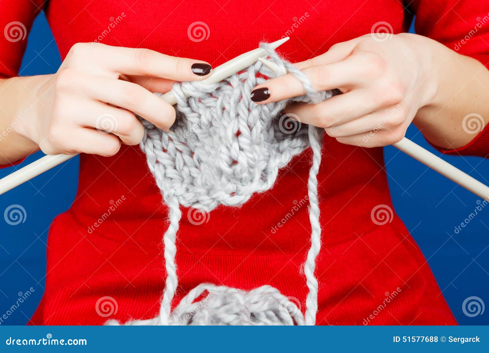 Knitting of woolen yarn. stock photo. Image of gray, fluffy - 51577688