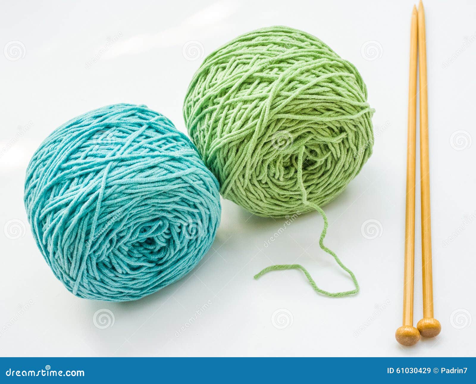 Knitting Yarn on White Background Stock Image - Image of textile, wood ...