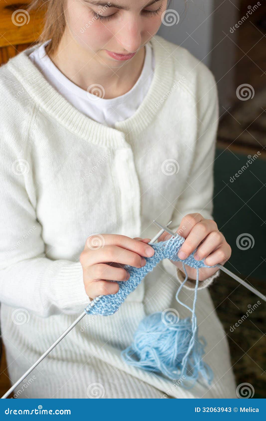 Knitting stock image. Image of hobbies, fiber, girl, fabric - 32063943