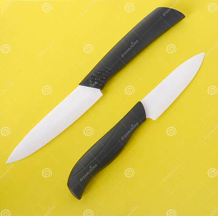 Knives on Yellow Background Stock Photo - Image of butcher, silverware ...