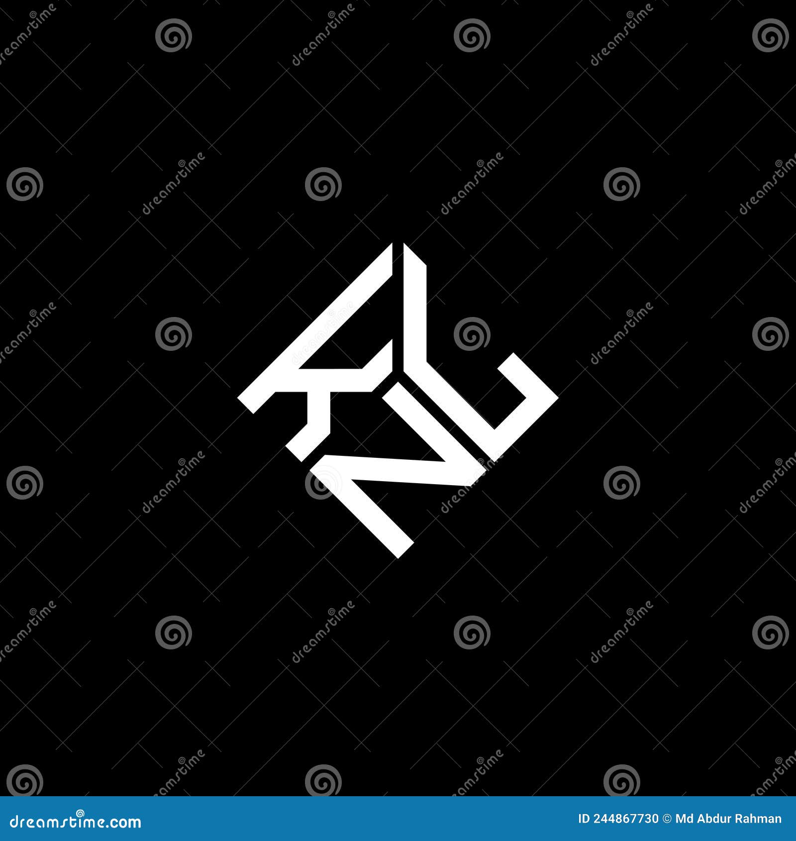 KNL Letter Logo Design on Black Background. KNL Creative Initials ...