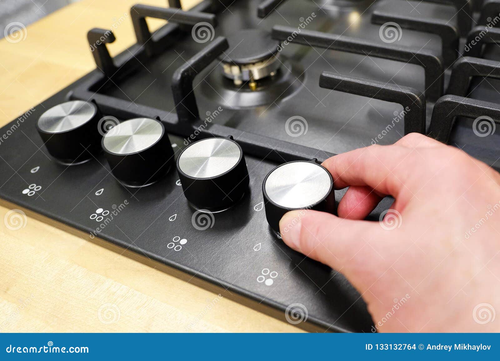 Knob Control the Position of Modes for Cooking in the Oven. Close-up ...