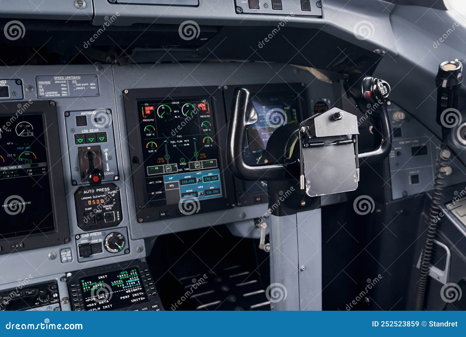 Knobs and Buttons. Close Up Focused View of Airplane Cockpit Stock ...