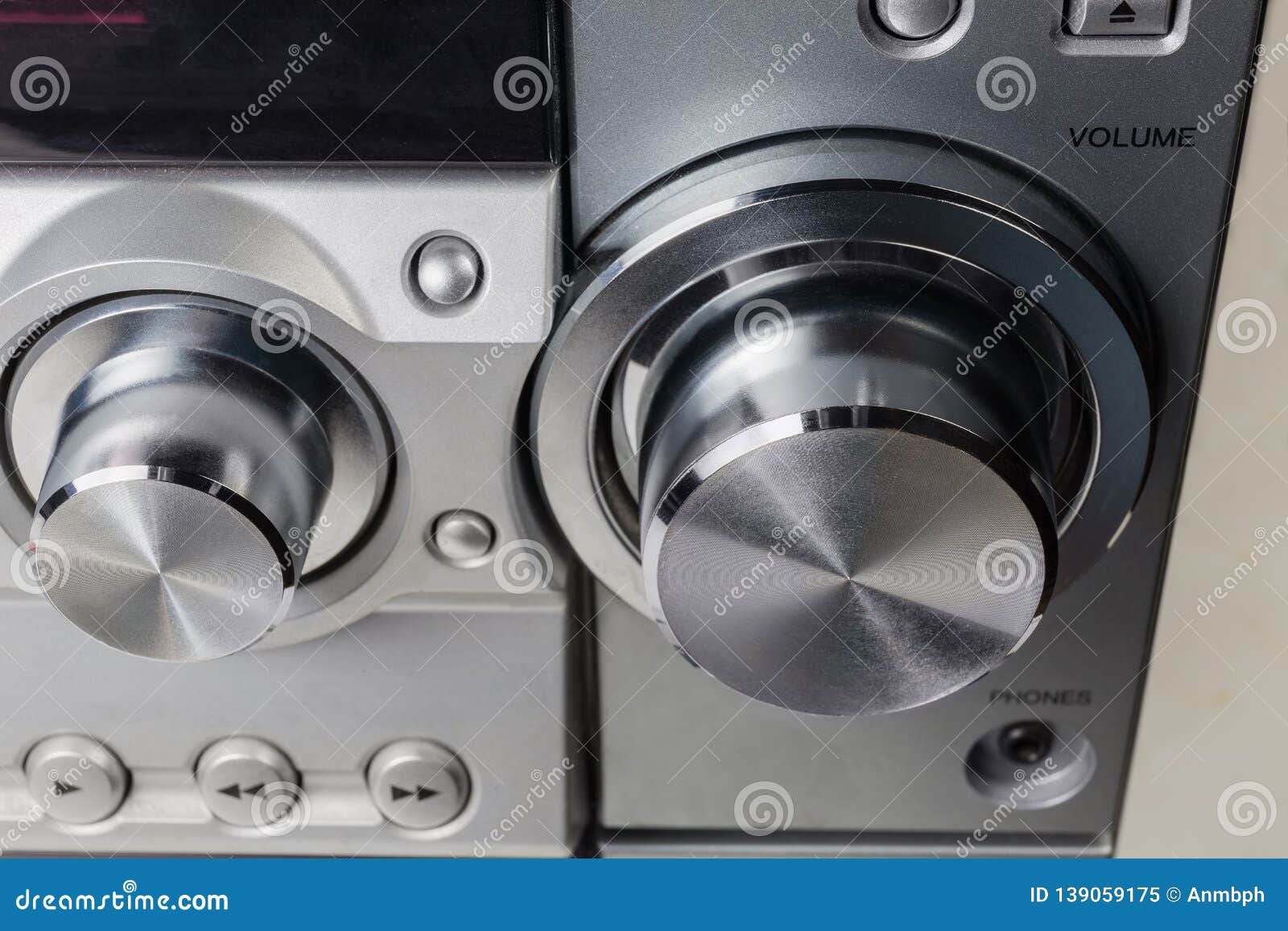 Knobs of Manual Adjustment on Home Music System Close-up Stock Image ...