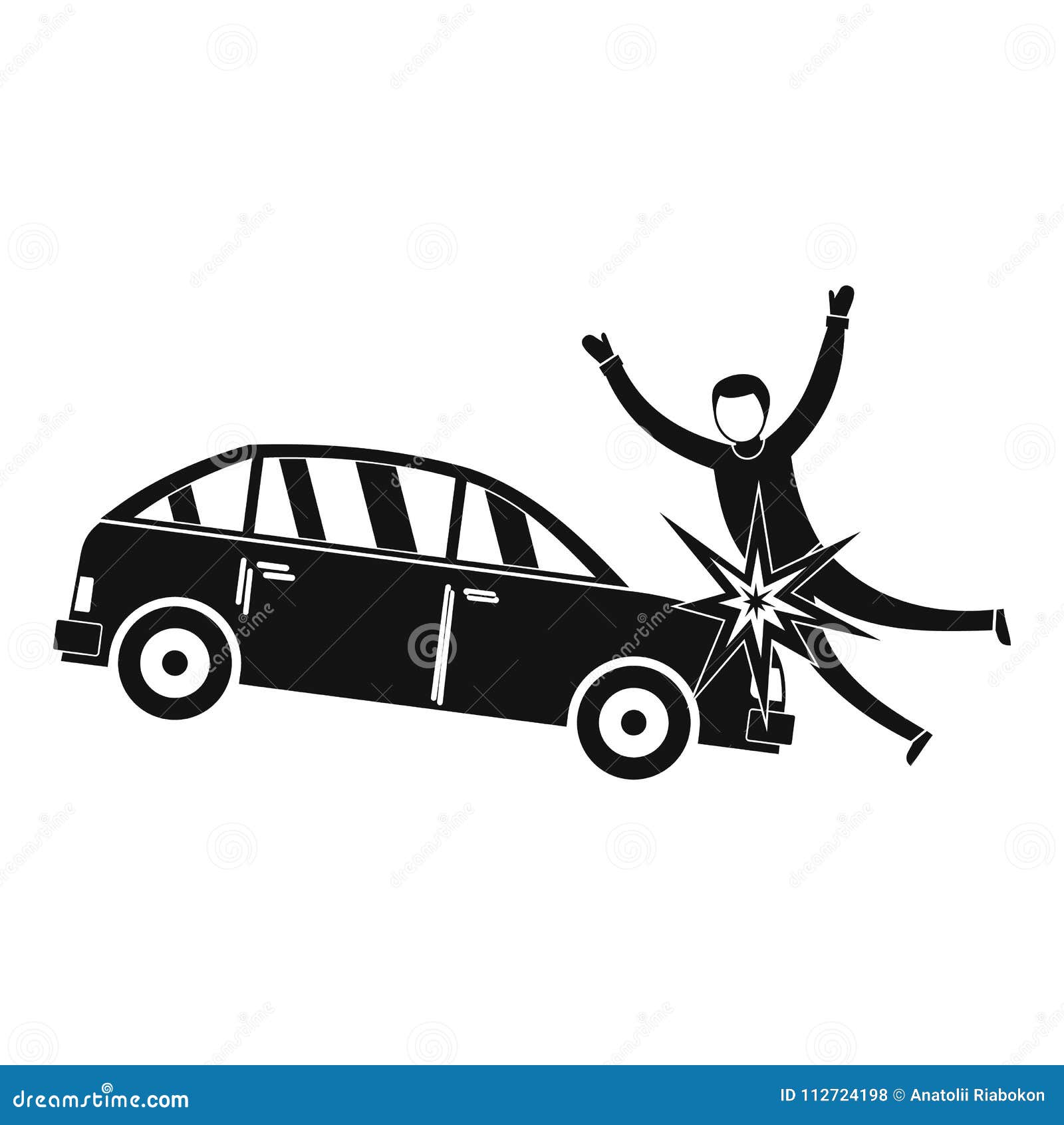 Car Knock Down Cyclist. Traffic Road Accident Vector Illustration ...
