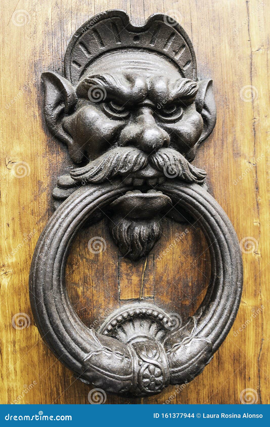 Knocker in the Shape of a Grumpy Elf Stock Photo - Image of mustache ...
