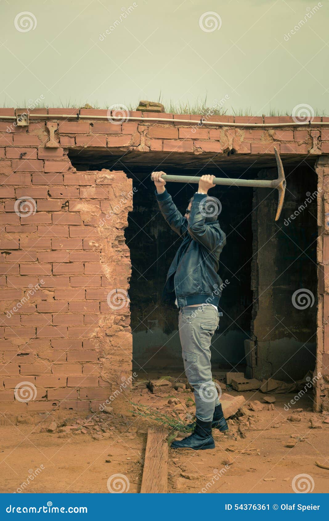 Knocking down a wall stock image. Image of knock, effort - 54376361