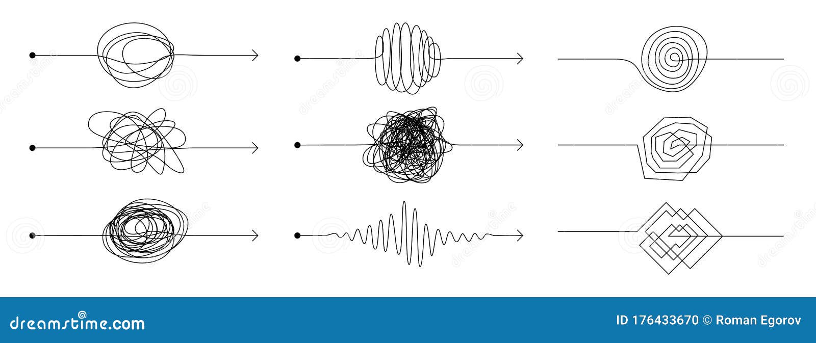 Knot Arrow Line. Doodle Chaos Mindset, Mess Concept with Freehand ...