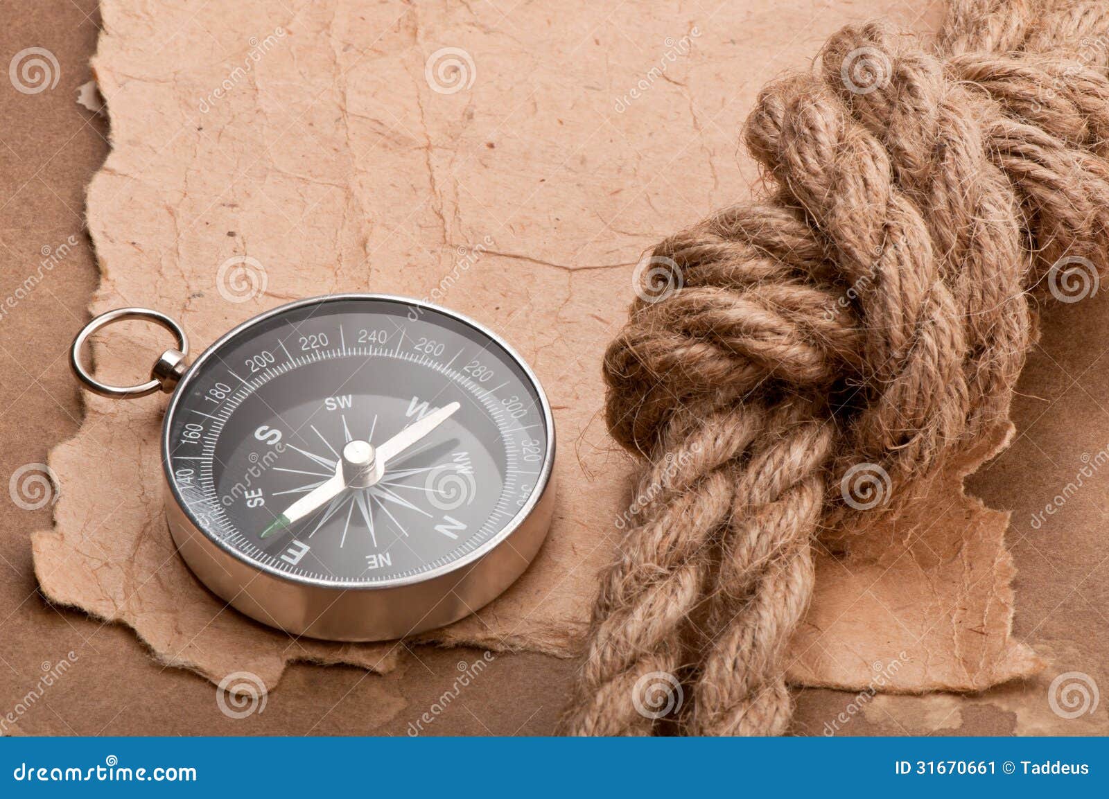 Knot, a Compass and a Paper Stock Image - Image of frame, empty: 31670661