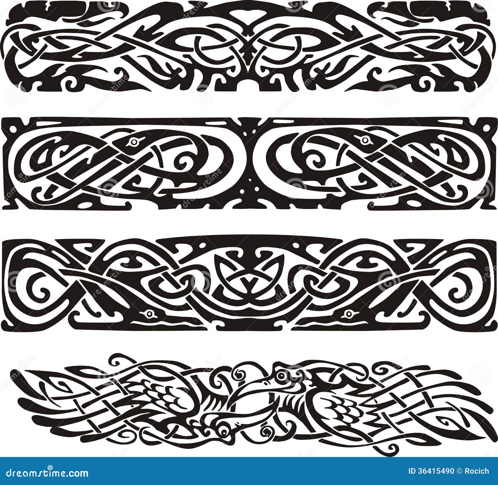 Knot Designs in Celtic Style with Birds Stock Vector - Illustration of ...