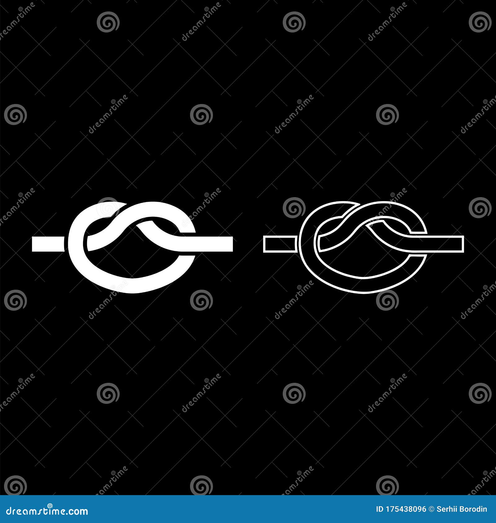 Knot Rope Tied Node Join Concept Noose Icon Outline Set White Color ...