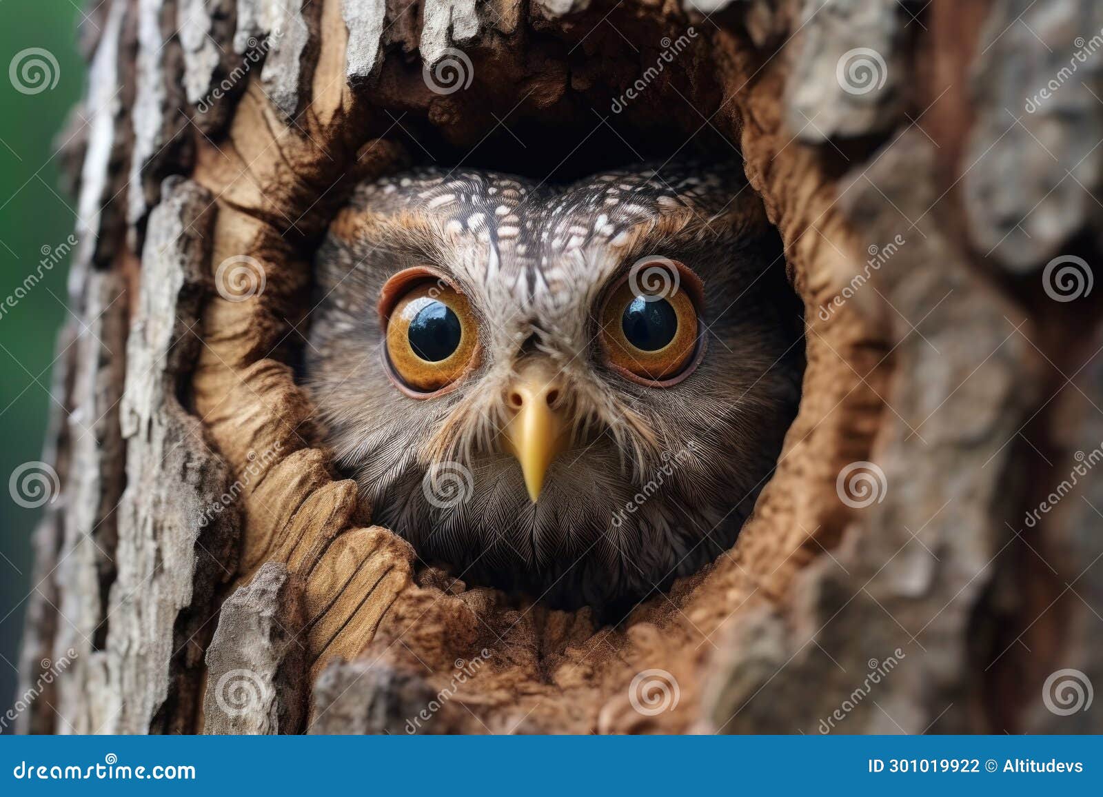 A Knot on a Tree Bark Mimicking a Startled Owls Face Stock Photo ...