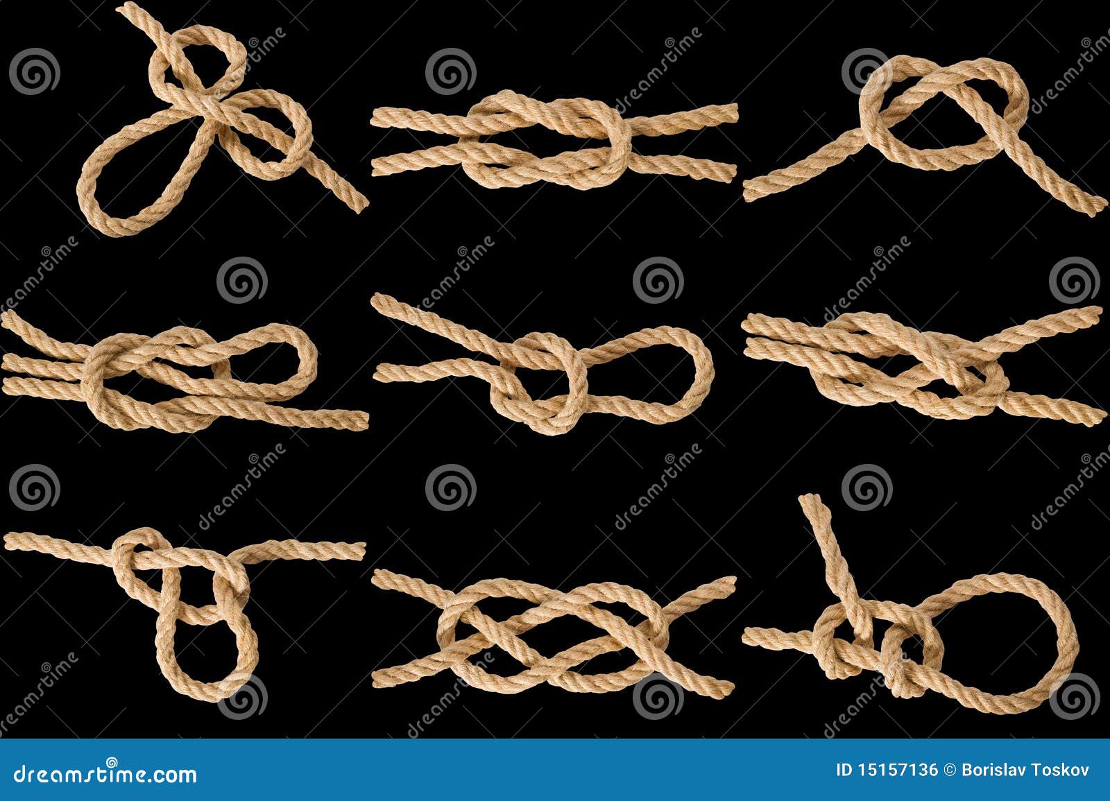 Knots on black stock photo. Image of hang, sailing, rough - 15157136