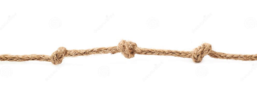 Knots on a Rope String Isolated Stock Image - Image of rough, border ...