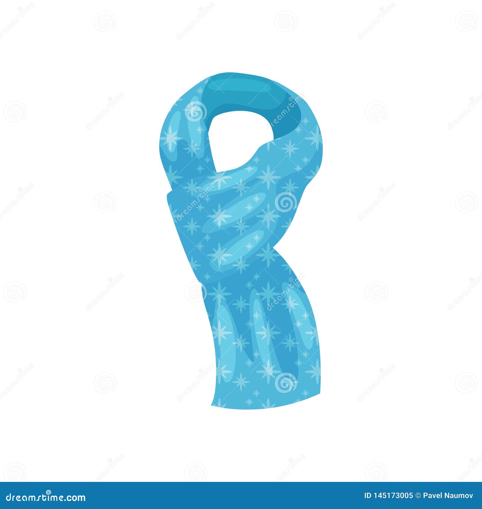 Knotted Blue Scarf with a Pattern. Vector Illustration. Stock Vector ...