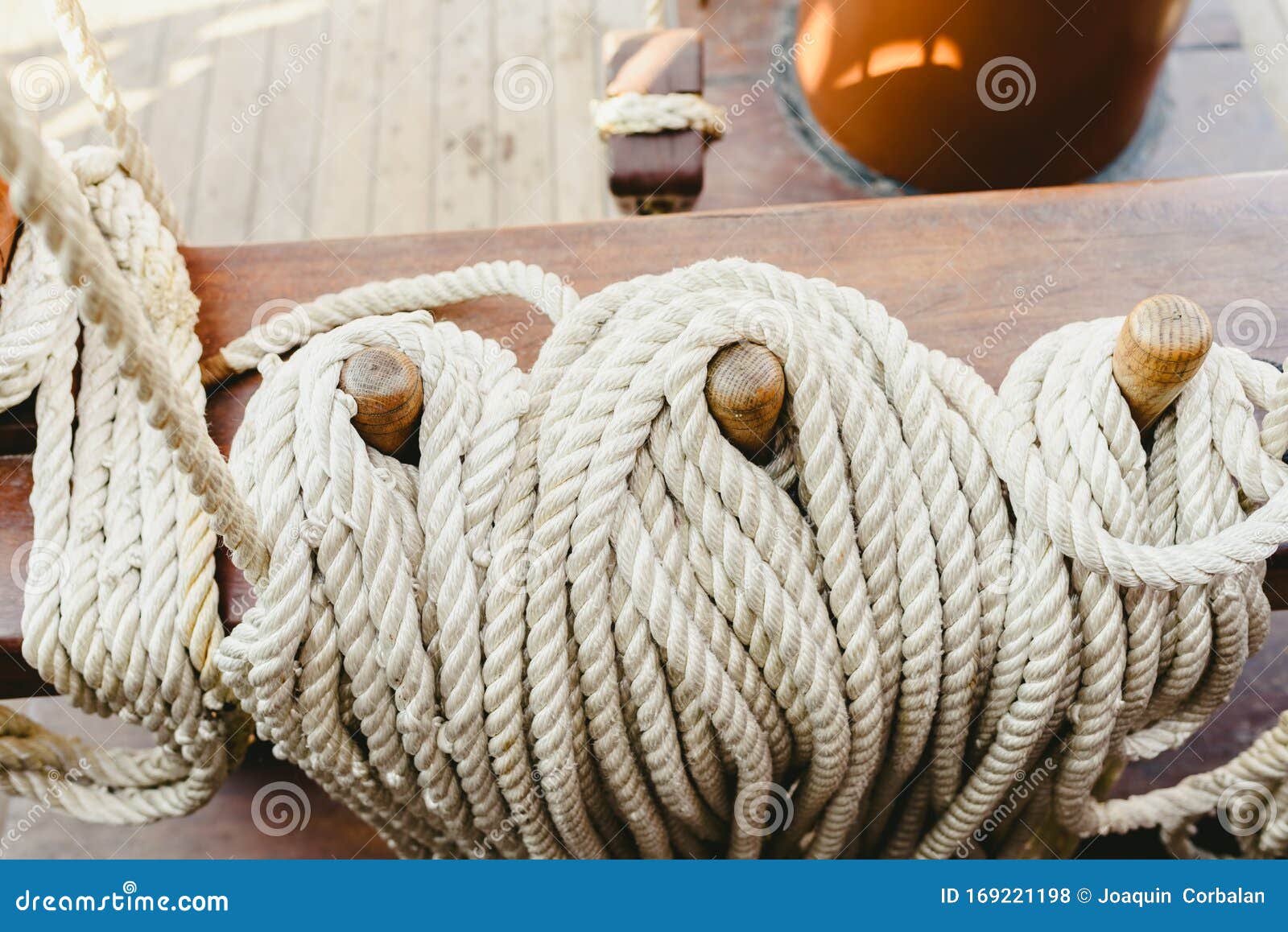 Knotted Boat Ropes To Hold Sails Stock Photo - Image of boat, loop ...