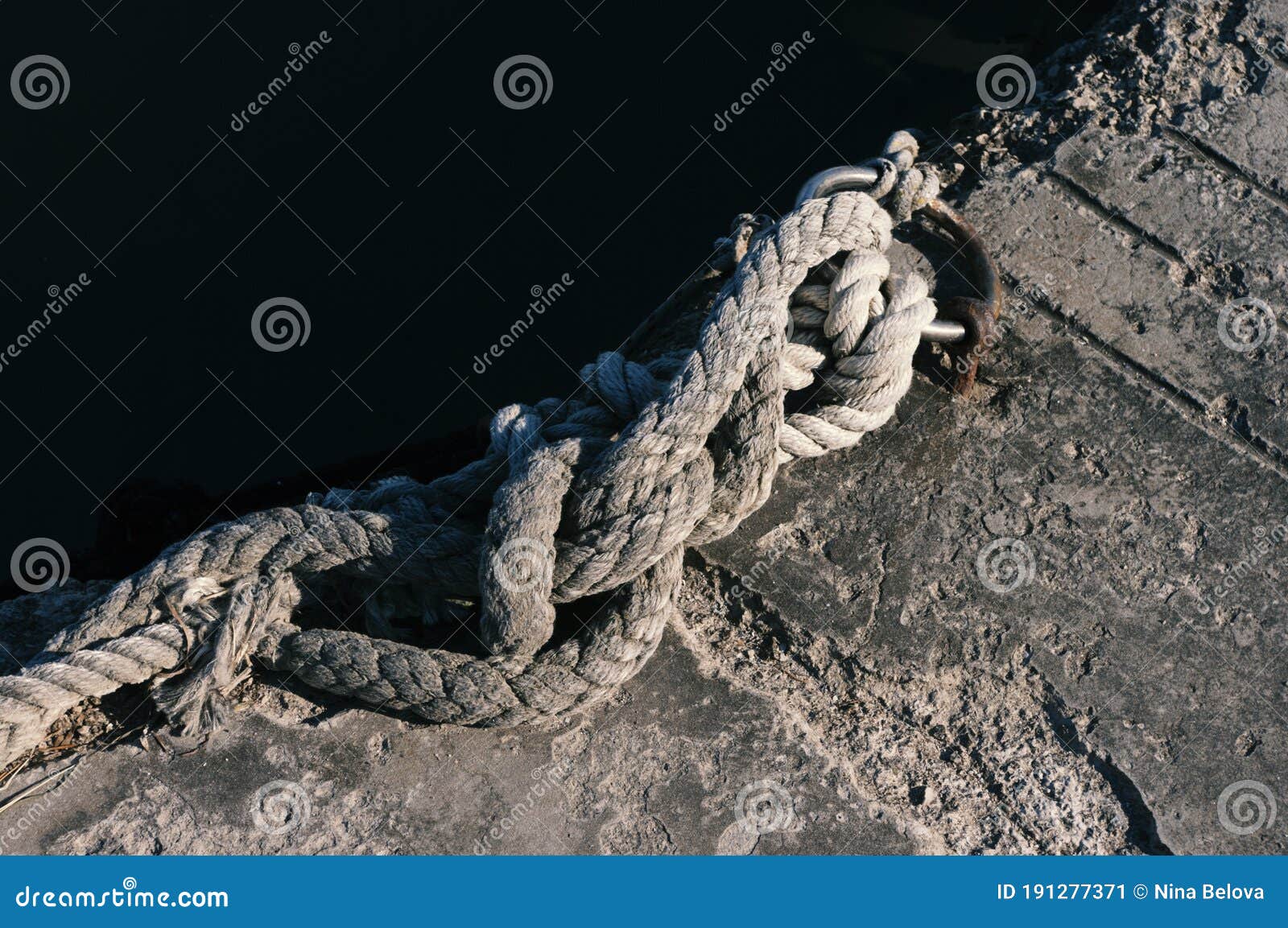 Marine Knotted Rope on Pier Close Up. Stock Image - Image of outside ...