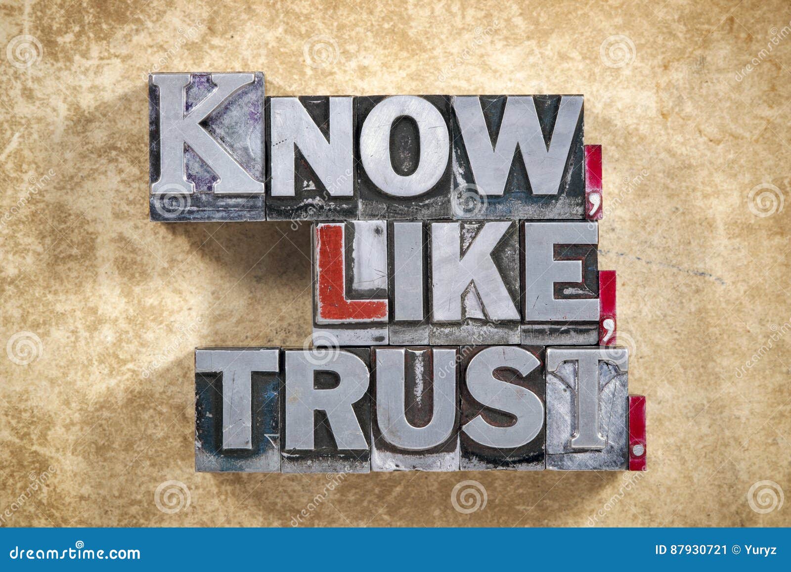 Know,like, trust words stock image. Image of development - 87930721