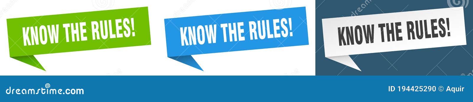Know the Rules Banner. Know the Rules Speech Bubble Label Set Stock ...