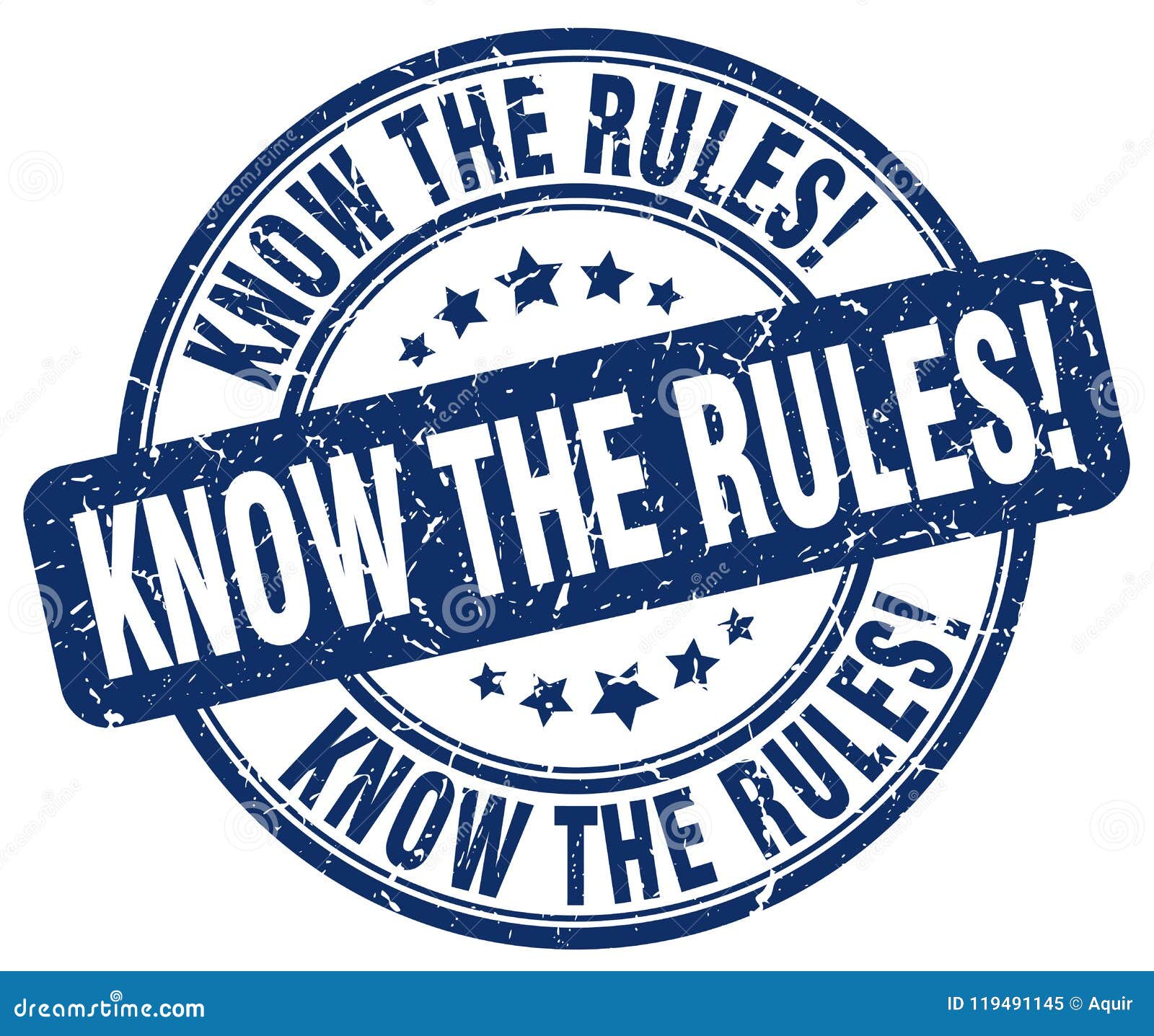Know the rules blue stamp stock vector. Illustration of white - 119491145