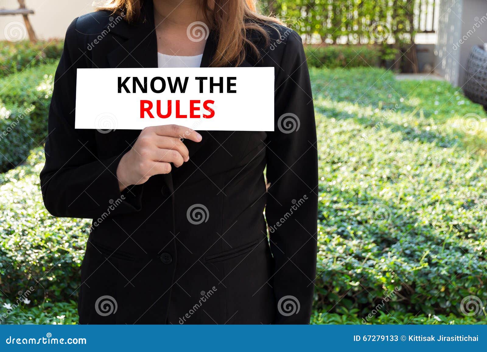KNOW the RULES - Businesswoman Showing the Card Stock Image - Image of ...