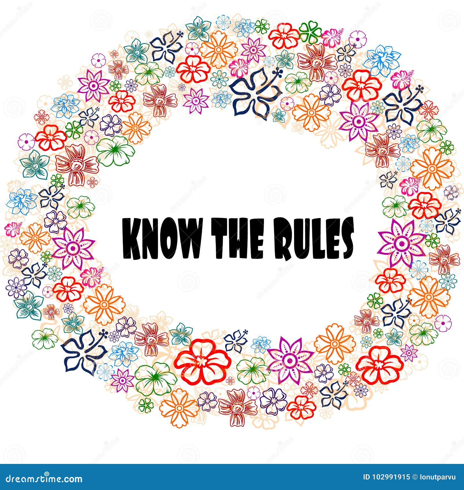 KNOW the RULES in Floral Frame. Stock Illustration - Illustration of ...